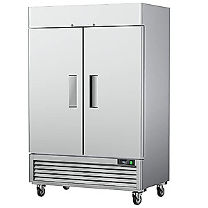COTLIN 54" Commercial Refrigerators 2 Door Stainless Steel Reach in Refrigerator, 49 Cu.Ft Air Cooler Bottom Mount Commercial Fridge with 8 Shelves for Restaurant Kitchen Cafe Garage, ETL NSF Approved