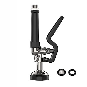 JZBRAIN Pre-Rinse Spray Valve Commercial Sink Sprayer 1.42 GPM High Pressure for Commercial Kitchen Faucet Replacement Head (Polished Chrome) - Black