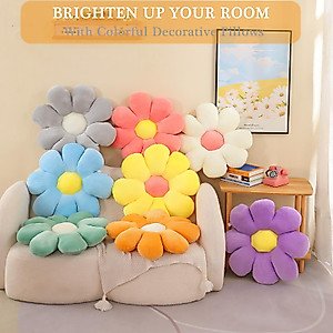 Menoeceus Flower Pillow, Daisy Pillow Flower Shaped Throw Pillow, Cute Decorative Pillows, Floor Pillow Seating Cushion, Plush Pillow Room Decor for Bedroom Sofa Chair (Green, 15.75")