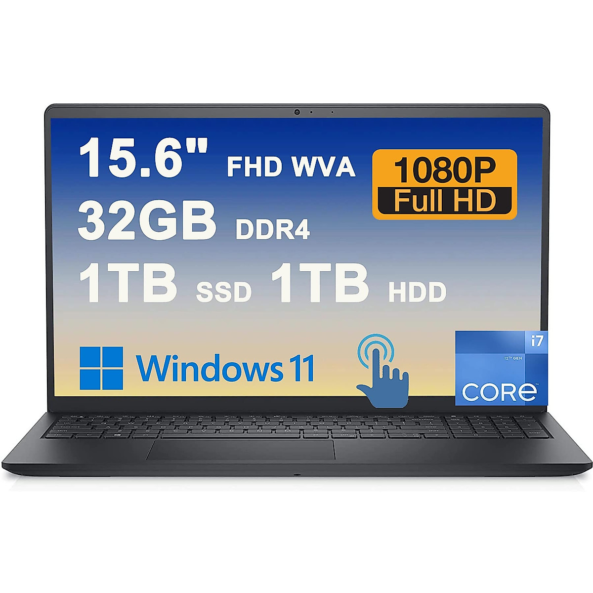 Dell Inspiron 15 3000 3520 Business Laptop | 15.6" Full HD WVA Anti-Glare Multi-Touch | 12th Gen Intel 10-Core i7-1255U | 32GB DDR4 1TB SSD + 1TB HDD | Intel Iris Xe Graphics | FHD Webcam HDMI Win11