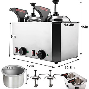 Nacho Cheese Dispenser, 4.8 QT Nacho Cheese Warmer, Stainless Steel Popcorn Butter Dispenser, with Pump 650W Nacho Cheese Machine, 30-110℃ Temp Adjustable, for Heating Caramel Cheese Chocolate