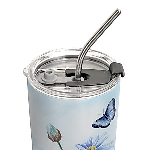 64HYDRO 20oz Daughter to Mom Birthday Gifts for Women, Mom, Friends, Valentines Day Gifts for Her, Inspirational Gifts Butterfly Daisy to Mom Tumbler Cup, Insulated Travel Coffee Mug with Lid