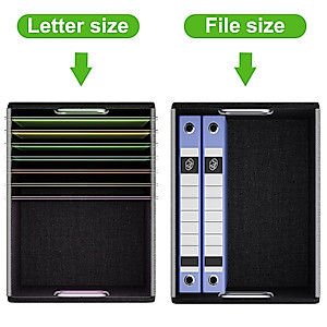 Huolewa Upgraded File Organizer Box with Lid, Collapsible Faux Leather Document Organizer, Hanging File Folder Box with Plastic Slide, Decorative Filing Box Cabinet for File and Folders Storage(Green)
