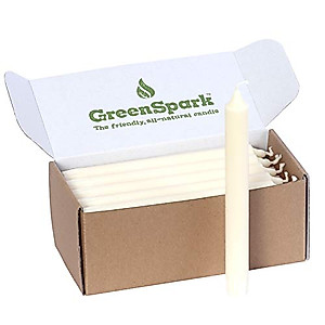 Tall 8-inch White Taper Dinner Natural Candles, Clean Burning, Smokeless (20 Count)