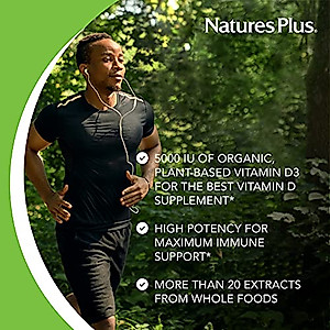 NaturesPlus Source of Life Garden Vitamin D3-60 Vegan Capsules, Pack of 3 - Immune System Support - Certified Organic, Non-GMO, Gluten Free - 90 Total Servings