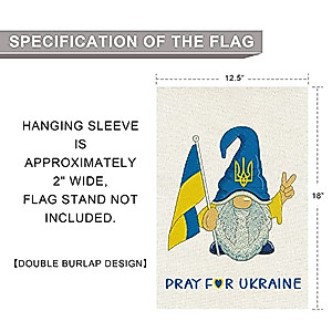 Haustalk Pray for Ukraine Garden Flags Double Sided Ukraine Gnomes Garden Flag Polyester Flag for Yard House Decor 12x18