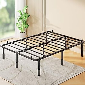 Marsail Queen Size Bed Frame, 14-Inch High Platform Bed with Steel Slat Support, Mattress Stoppers & Rounded Corners, Heavy-Duty Metal Platform, 1600 lbs Max Weight, No Box Spring Needed, MSBFQ02