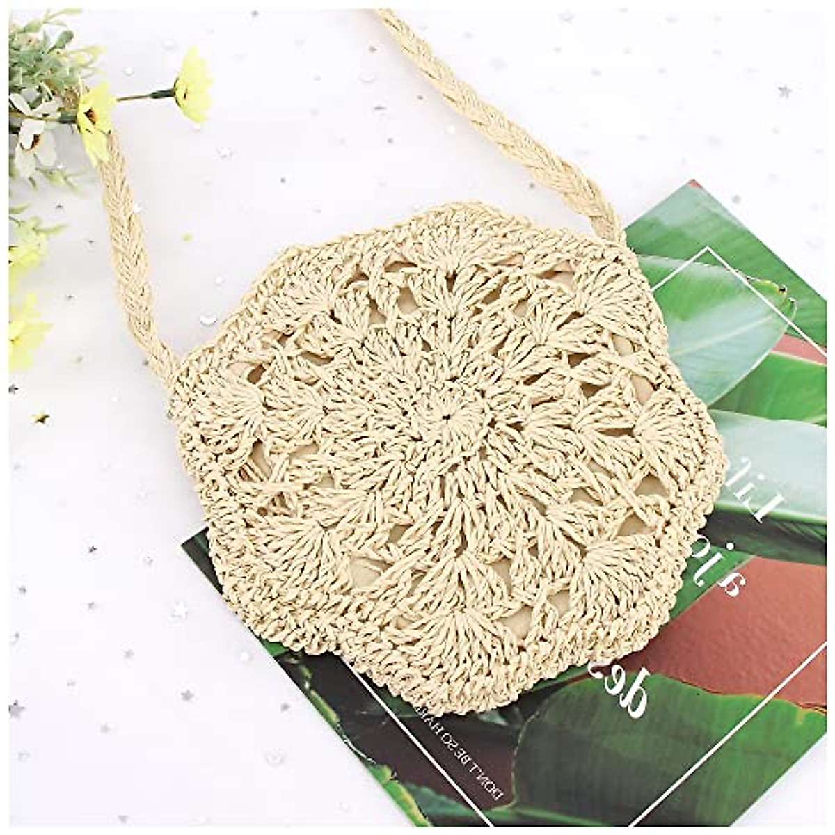 Naimo Straw Crossbody Bags for Women Rattan Bag Woven Straw Shoulder Handbag Purse Handmade Weaving Summer Beach Bag