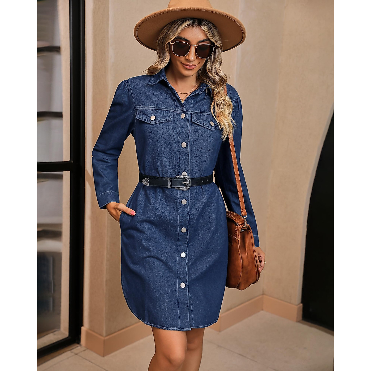 luvamia Spring Denim Dresses for Women 2024 Casual Blue Jean Dresses Denim Tunic Dress for Women Summer Casual Winter New Years Eve Dresses for Women Size Large Size 12 14