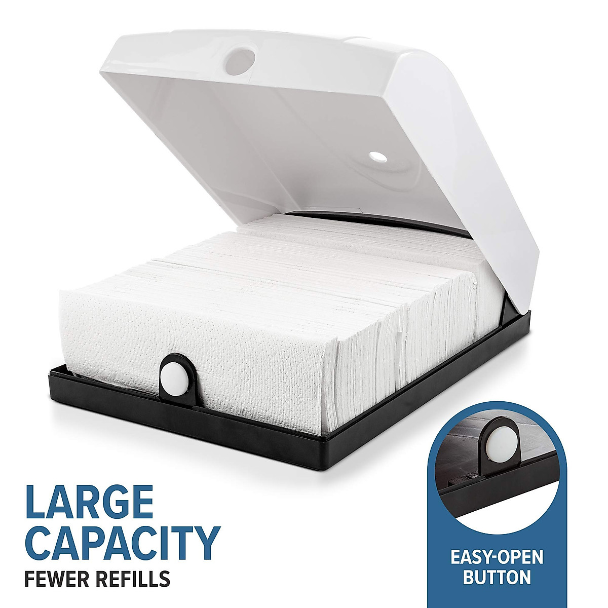 Paper Towels Dispenser Wall Mount - for Office Bathroom Kitchen & Restaurant Disposable Hand Towels Wall Hanging, Holds 500 Multi fold Paper by Scuddles, White