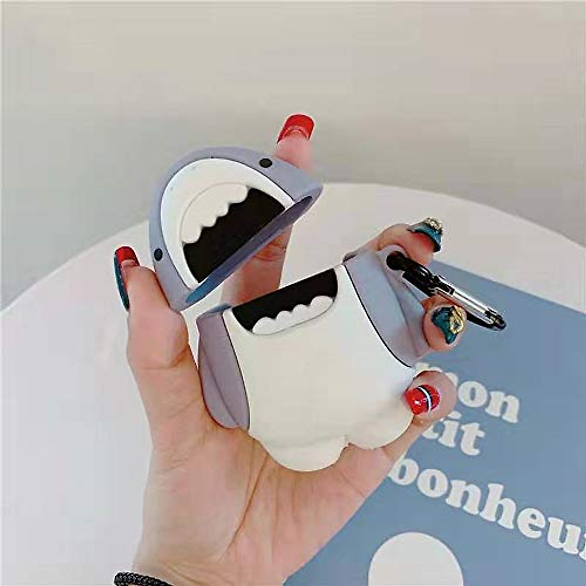 XYFS Compatible with Airpods 1/2 Case Cover, 3D Cute Cartoon Funny Fun, Silicone Air pods Stylish Chic Character Skin Keychain Kits,Stylish Girl Child Teen boy Airpods case (Cute Shark)