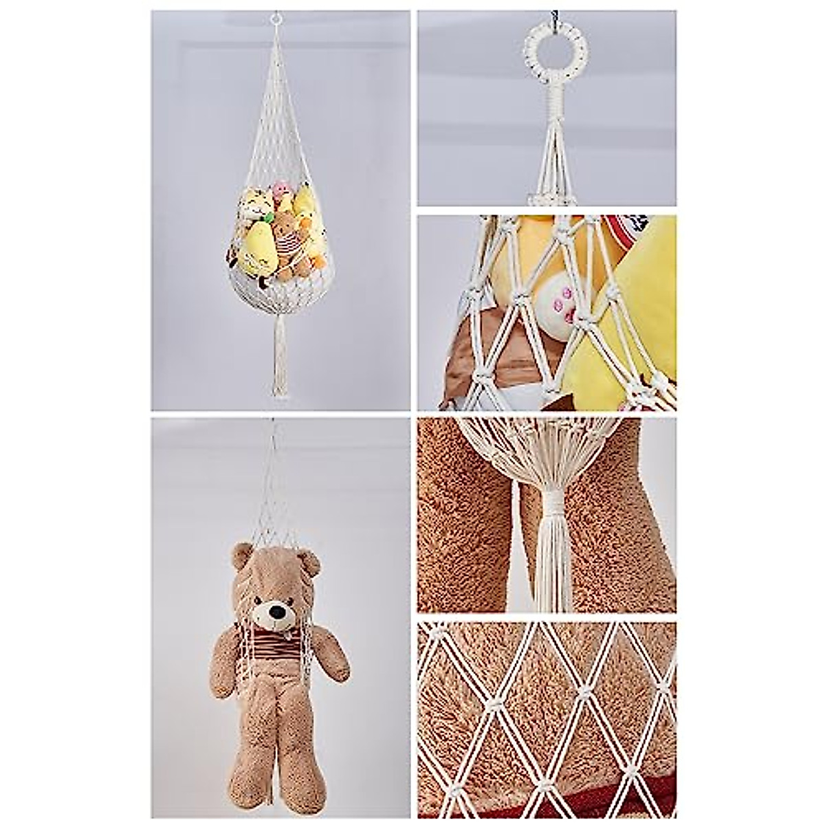 Stuffed Animal Net or Hammock, Hanging Net for Stuffed Animal Storage Ideas for Small Spaces Holder for Wall Corner (A Single Hanging(White))