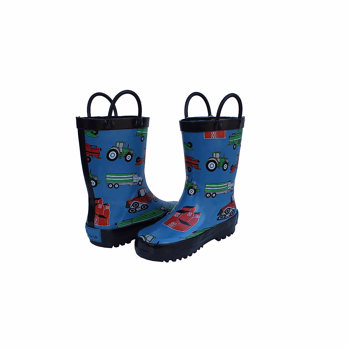 Foxfire for Kids Blue Rubber Boot With Farm Equipment Rubber Boots Size 8