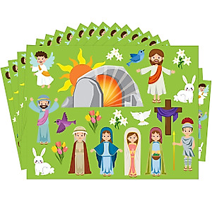 WATINC 40 Sheet Make a He Lives Scene Stickers for Easter Party Supplies, Easter Jesus Resurrection Stickers Birthday Party Game, Easter Religious Education Party Classroom Activity Gifts