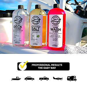 Salty Boater Salt Off Concentrate - 96 fluid ounces - Salt Remover For Boats &amp; Marine Engine Flush for Boats, Vehicles, Trailers - Winterize Cleaner &amp; Boat Wash - Wash Salt Away With or Without Cannon