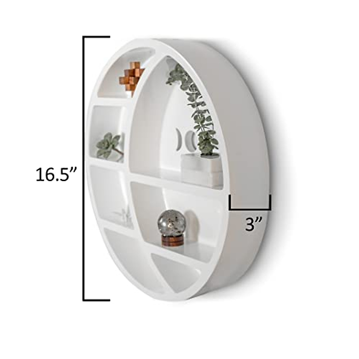 bUnusual High Gloss Heavy Duty White Moon Shelf for Crystals or Collectibles Large 16" Moon Shelf with Lacquer High Gloss Finish and Rounded Edges