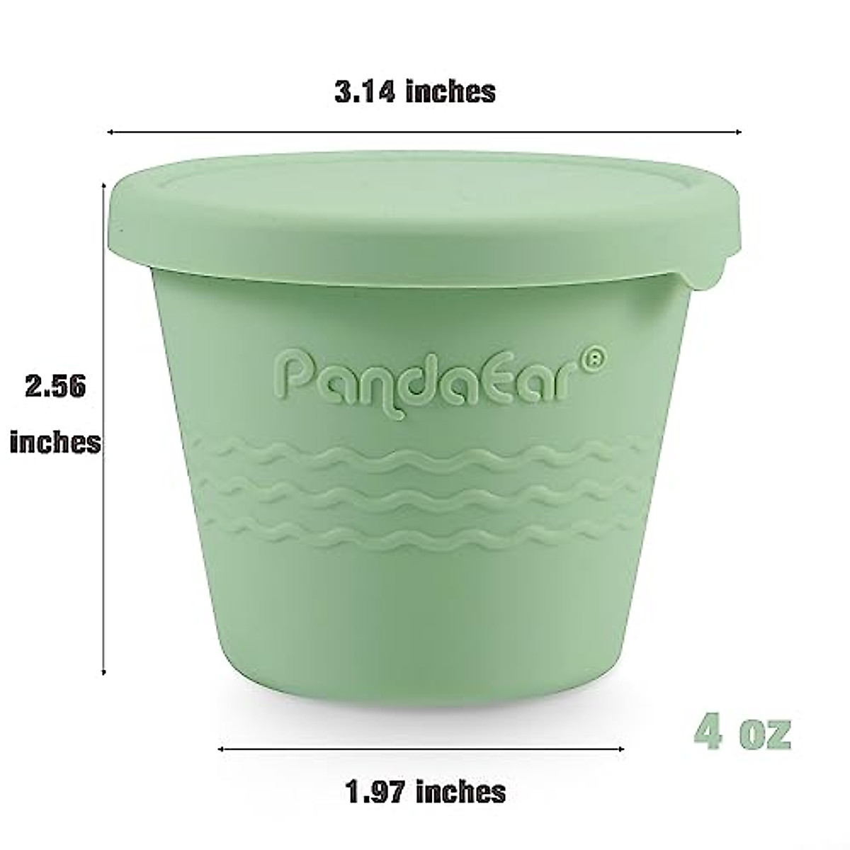 PandaEar 12 Pack Silicone Baby Food Storage Containers, 4 oz Reusable Small Snack Containers Freezer Storage with Airtight Lids Leak Proof for Infants Kids Babies, Microwave & Dishwasher Safe