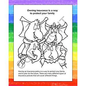 ZOCO - We All Need Insurance - Kids Coloring Books (25 Bulk Pack, with Crayons) - Insurance Agent, Financial Planner Supplies - Educational Games, Puzzles, Activities