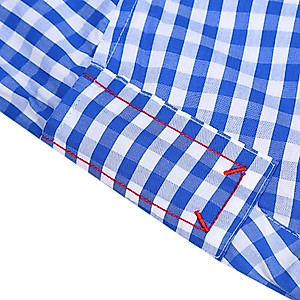 Clearlove Men's Long Sleeve Checkered Bavarian Oktoberfest Shirt for Lederhosen Blue S