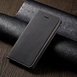 QLTYPRI Case for iPhone SE 2022 5G/iPhone SE 2020/iPhone 8/iPhone 7, Premium PU Leather Cover TPU Bumper with Card Holder Kickstand Magnetic Adsorption Flip Wallet Case for iPhone 7/8/SE2/SE3 - Black