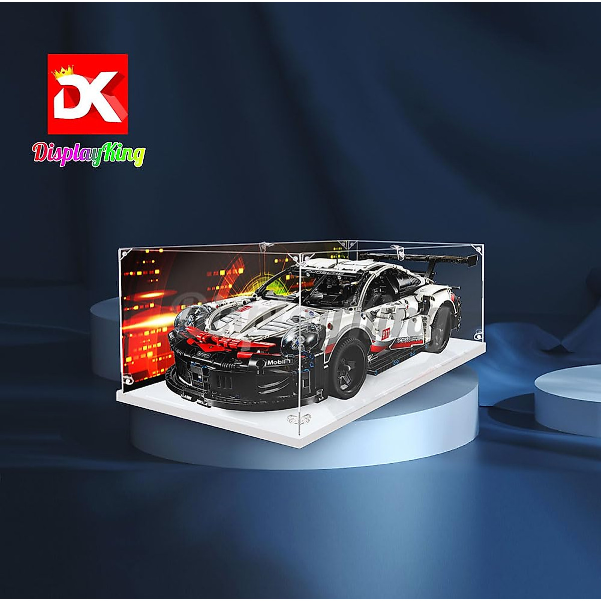 Acrylic Display case with Screw for Lego Porsche 911 RSR 42096 (Lego Set is not Included) (with Theme Background) US Stock