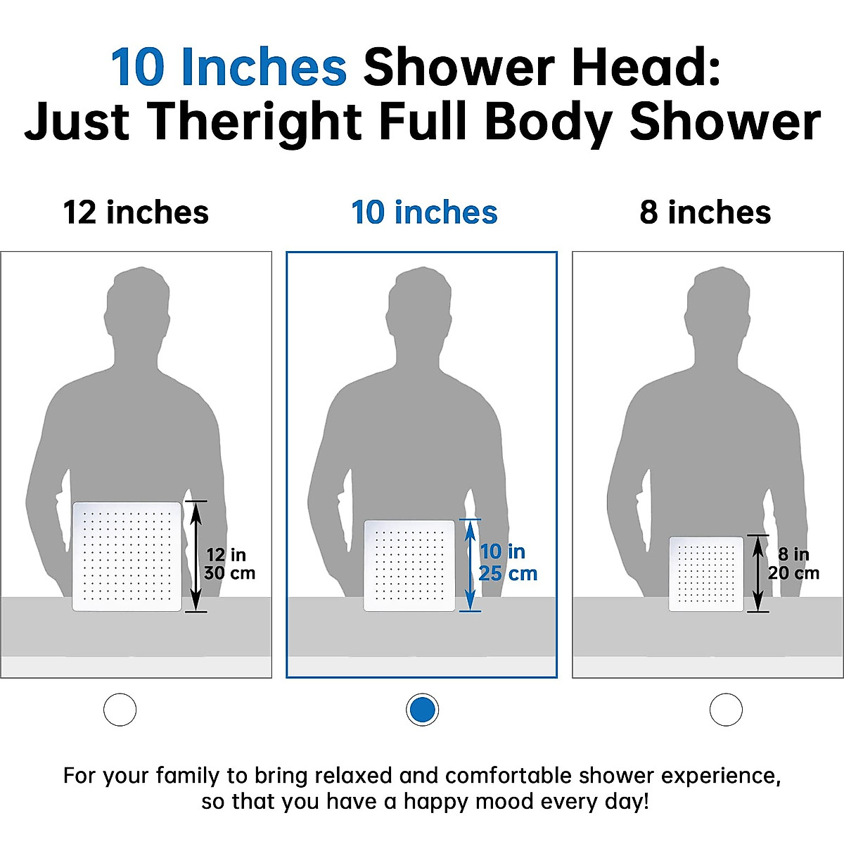 G-Promise Rain Shower Head with 13" Adjustable Extension Arm | High Pressure All Metal Rainfall Showerhead | 10" Luxury Modern Look Square Large Waterfall Showerhead (Chrome)