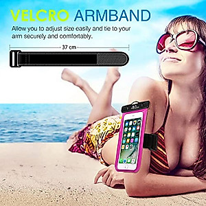 MoKo Waterproof Phone Pouch Holder 2Pack, Underwater Cellphone Case Dry Bag with Lanyard Armband Compatible with iPhone 14 13 12 11 Pro Max X/Xr/Xs/SE 3, Samsung S21/S10, Black+Magenta