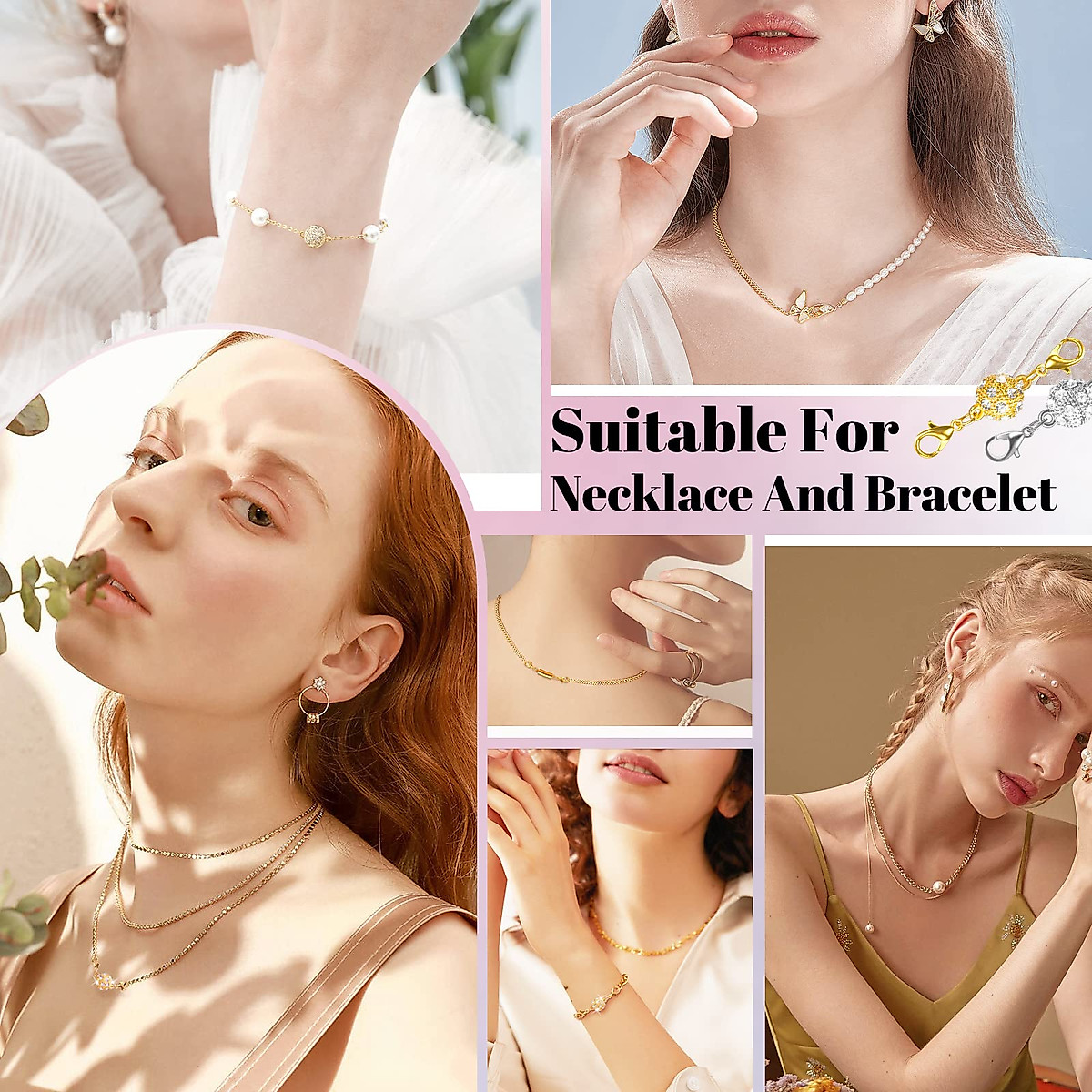 Beinhome 22Pcs Magnetic Jewelry Clasps and Necklace Extenders Gold Silver, Multiple Sizes and Styles Chain Extenders Magnetic Clasps