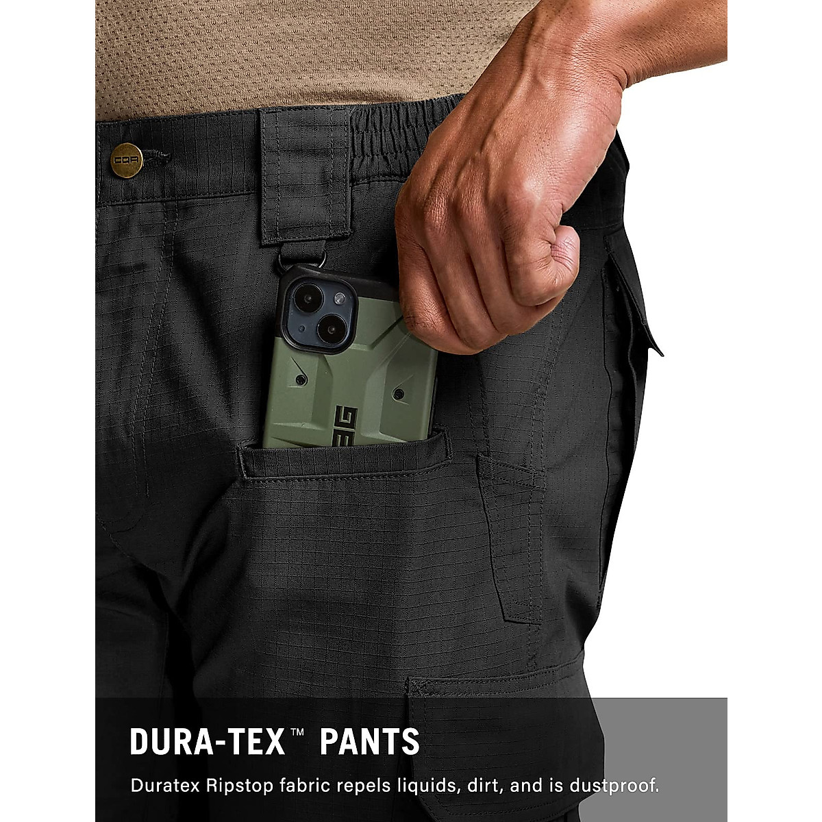 CQR CLSX Men's Tactical Pants, Water Resistant Ripstop Cargo Pants, Lightweight EDC Work Hiking Pants, Outdoor Apparel, Duratex Black, 38W x 30L