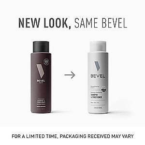 Bevel Shampoo and Conditioner for Men with Hemp Seed Oil and Biotin, 2 in 1 Strengthening Formula Conditions and Moisturizes Hair to Reduce Breakage, For Coarse, Curly and Textured Hair, 12 Oz