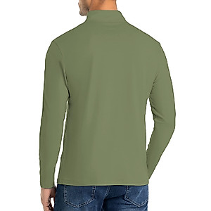 CARWORNIC Men's Long Sleeve Shirt Quarter Zip Pullover Casual Slim Fit Stretch Cotton Shirt Fashion Classic fit Basic Designed Golf Shirt Zip Up Neck Work Tee Shirts Grass Green