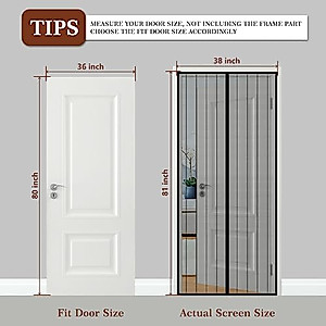 Yotache Magnetic Screen Door New Series Full Strip Magnets Fits Door Size 36 x 80, Screen Size 38" x 81" Full Frame Seal Reinforced Mesh Door Screen Magnetic Closure for Front Patio Back Door