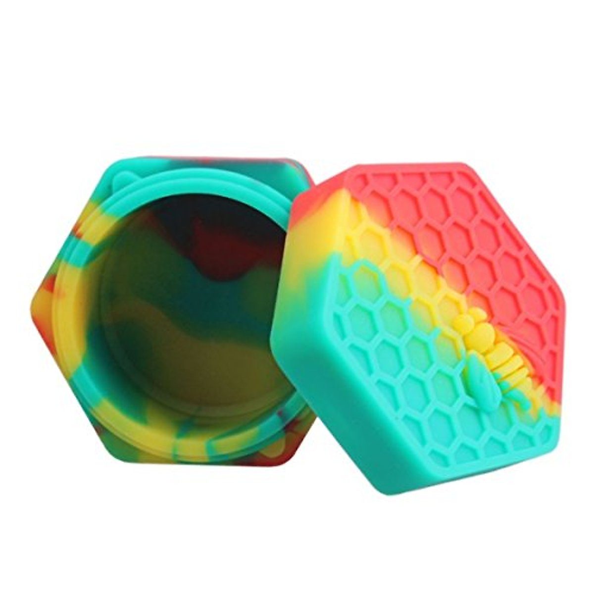 FWD 26ML Non Stick Silicone Jar Hexagon Honeybee Container and 1 Stainless Steel Tool Random Colors (3)