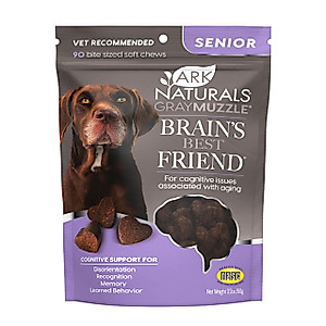 Ark Naturals Gray Muzzle Brain's Best Friend Vet Recommended Soft Chews for Cognitive Issues Associated with Aging, 90 Count Bag