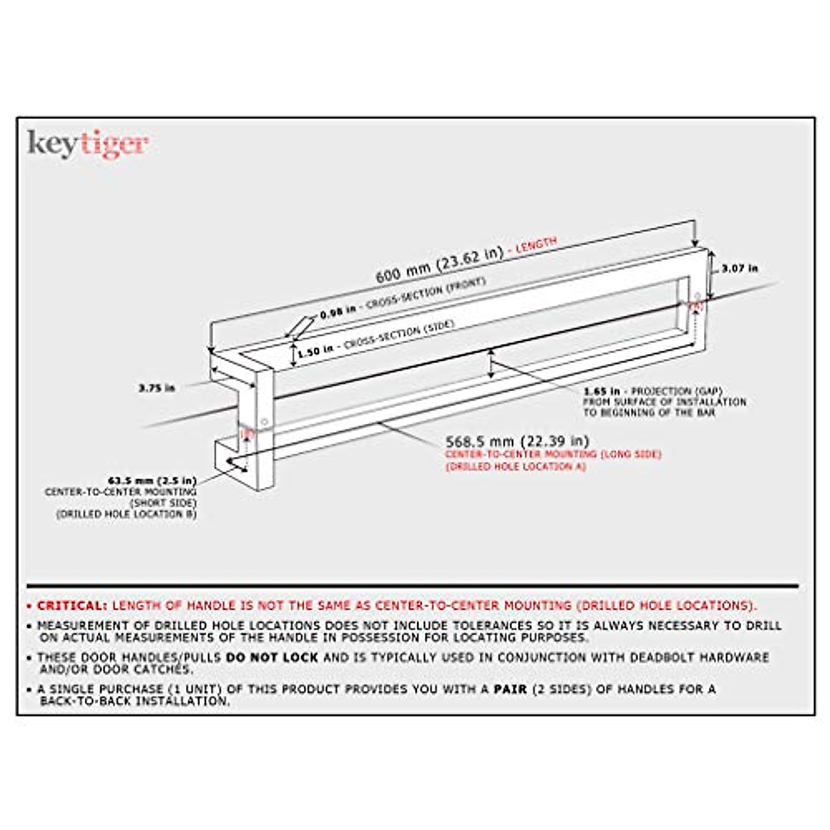 24 Inch Square Rectangle Flat Shape Stainless Steel Modern Contemporary Entry Door Handle Bar Pull Shower Glass Sliding Barn Door Entrance Interior Exterior Door Pull Push Brush Nickel Satin Finish