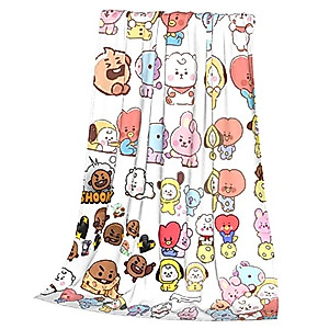 MULINSEN Kpop Blanket Cartoon Blanket Anime Ultra Soft Flannel Plush Throw Blanket Comfy Lightweight Blanket for Travelling Camping Living Room Sofa Bedroom Decor Gifts 50''x40''