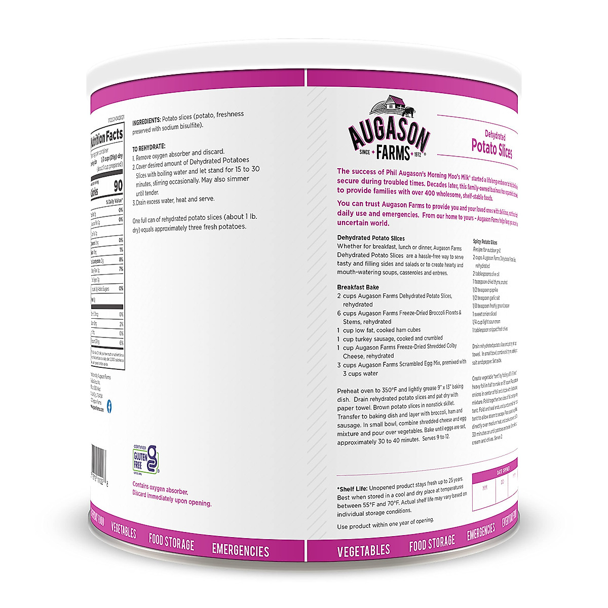 Augason Farms Dehydrated Potato Slices 1 lb. & Banana Chips 2 lbs 1 oz No. 10 Can