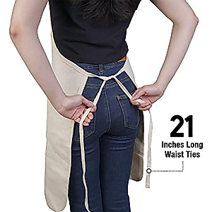 conda Adjustable Professional Bib Apron 100% Cotton Canvas With 3 Pockets for Women Men Adults, Waterproof, Natural 31inch (1pcs pack)