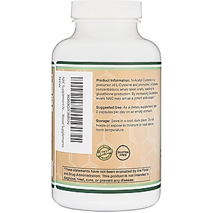NAC Supplement N-Acetyl Cysteine (1,000mg Per Serving 500mg Per Cap, 210 Capsules) (Third Party Tested) with Odor Masking Technology to Boost Glutathione Levels by Double Wood