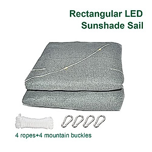 SMNET Shade Sail Sun Shade Awning with Led Light, UV Block 6.5'x10' for Party,Garden, Backyard, Playground Outdoor Facility