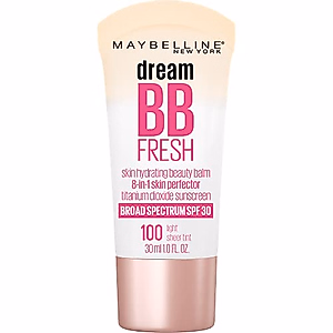 Maybelline Dream Fresh Skin Hydrating BB cream, 8-in-1 Skin Perfecting Beauty Balm with Broad Spectrum SPF 30, Sheer Tint Coverage, Oil-Free, Light, 1 Fl Oz