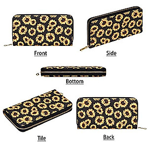 KUKOO Women’s Printed Zip Around Wallet Phone Clutch Purse Card Holder Organizer (Yellow -daisy-1)