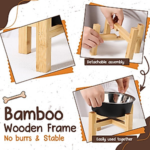 SiliFine 2 Sets Stainless Steel Dog Bowls Set with Stand Elevated Raised Dog Food Water Dish Adjustable Dog Bowl Holder Heavy Duty for Small and Medium Dogs Cats Pet, Black