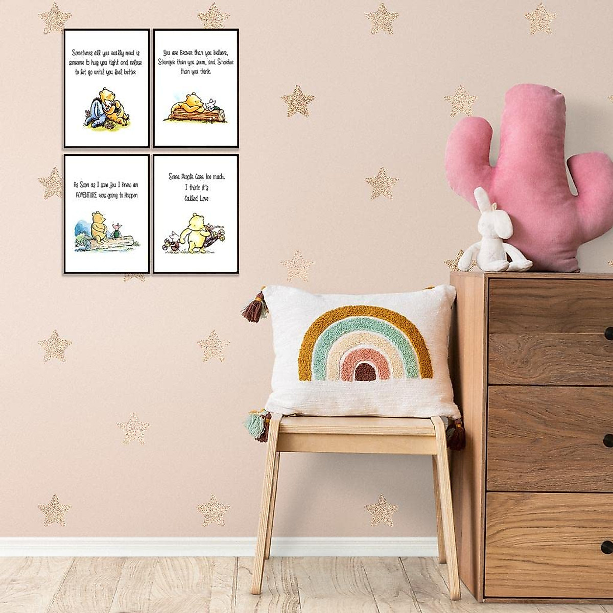 Winnie the Pooh Wall Decor – Unframed Set of 4 Prints, 8x10 Inch, Watercolour Nursery Wall Decor for Boys and Girls, Kids, Baby’s Nursery Decor Playroom Classic Pooh Bear Friends Piglet UNFRAMED