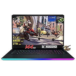 MSI GE76 Raider Gaming Laptop 17.3" FHD IPS 144Hz Intel 14-core i9-12900H 64GB RAM 2TB SSD GeForce RTX 3060 6GB RGB Backlit Thunderbolt USB-C MiniDP Dynaudio Nahimic Win11 Black + HDMI Cable