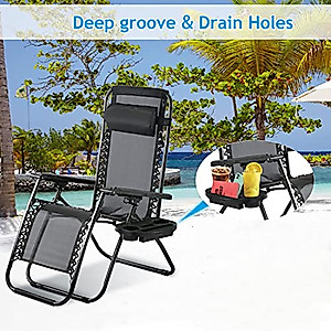 Stouydsu Zero Gravity Chair Tray, Upgraded Durable Cup Holder for Zero Gravity Lounge Chair Beach Recliner, Clip On Chair Table/Tray for iPhone/iPad/Cellphone/Water Cups/Books