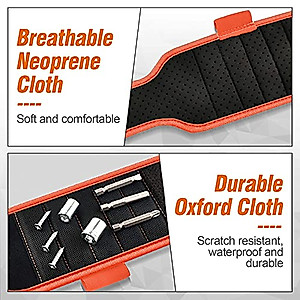 Magnetic Wristband, GOXAWEE with 20 Strong Magnets for Holding Screws, Nails, Drill Bits (Orange) | Stocking Stuffer for Men