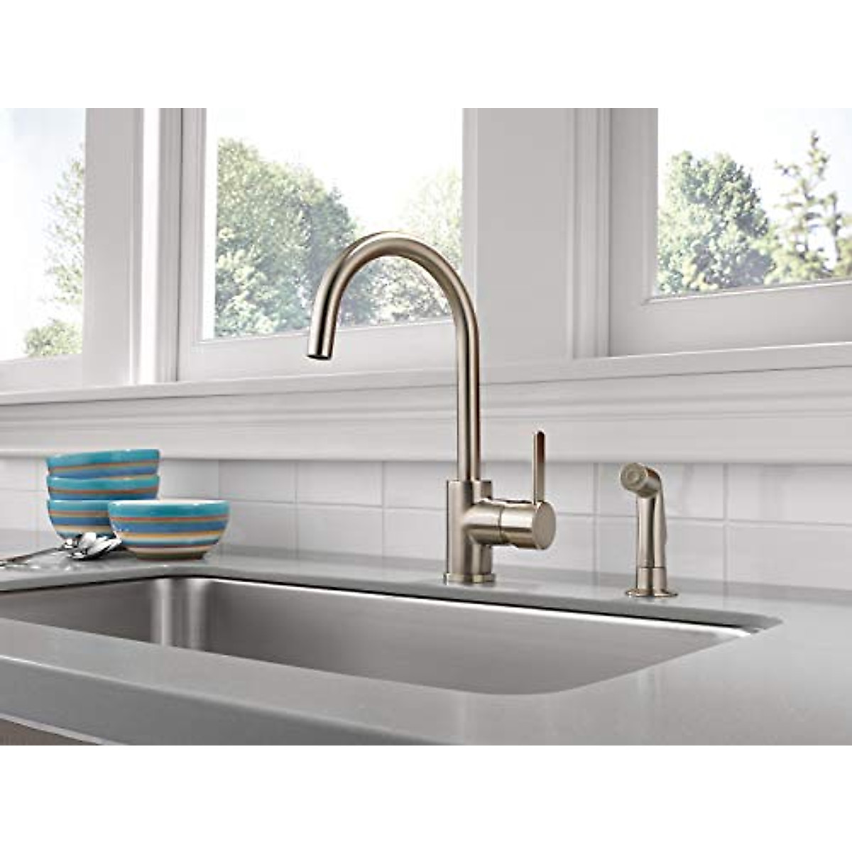 Peerless Precept Single-Handle Kitchen Sink Faucet with Side Sprayer, Stainless P199152LF-SS