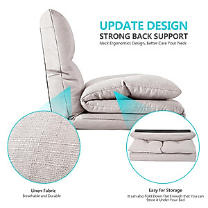 P PURLOVE Adjustable Floor Sofa Bed, Folding Lazy Sofa with 5 Reclining Position, Futon Floor Couch for Reading or Gaming in Bedroom/Living Room/Balcony, Beige