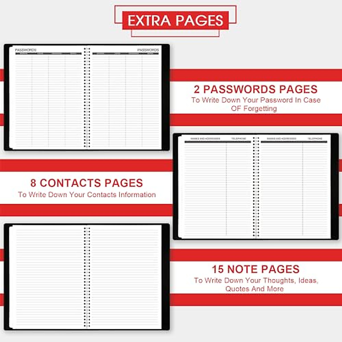 2024-2025 Monthly Planner/Calendar - Jul 2024 - Dec 2025, Monthly Planner 2024-2025, 18 Months, Faux Leather, 8.86" x 11.4", 15 Notes Pages, Strong Twin - Wire Binding, Tabs, Perfect Organizer - Black